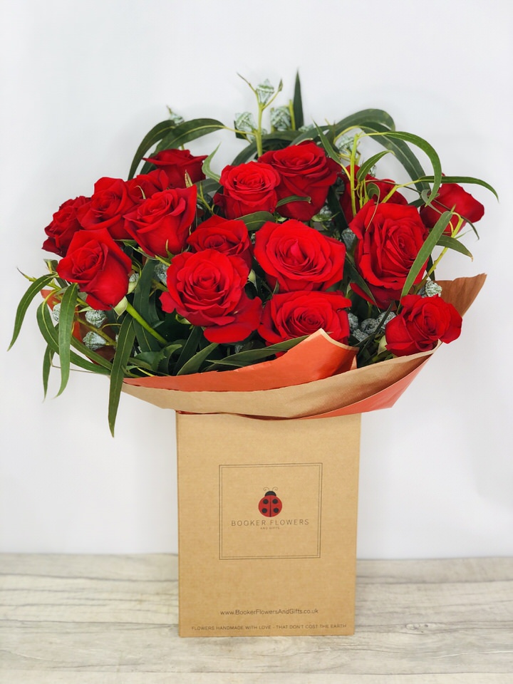 Flower Delivery Liverpool 18 Red Roses Handtied Bouquet